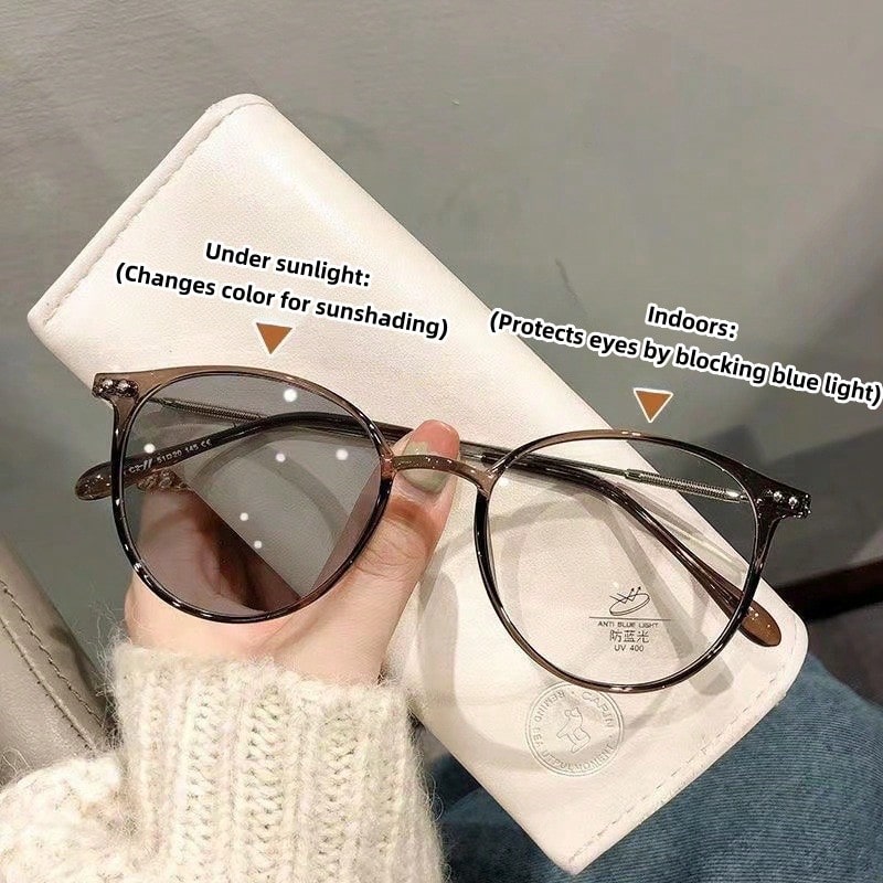 Transparent Frame Eyeglasses Change Color For Sun-Shading Protect Eyes ...