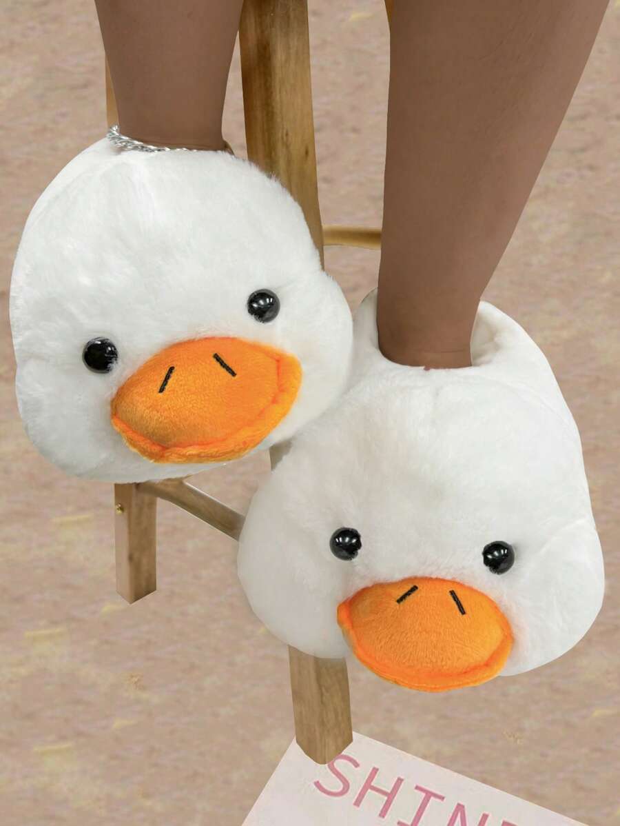 Women's Cozy Light-Weight Non-Slip Funny Full Covered White Duck ...