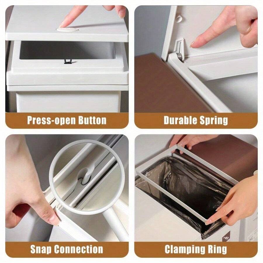 1pc Dual Compartment Recycling Bin With Lid, 24L, PP Wet And Dry ...