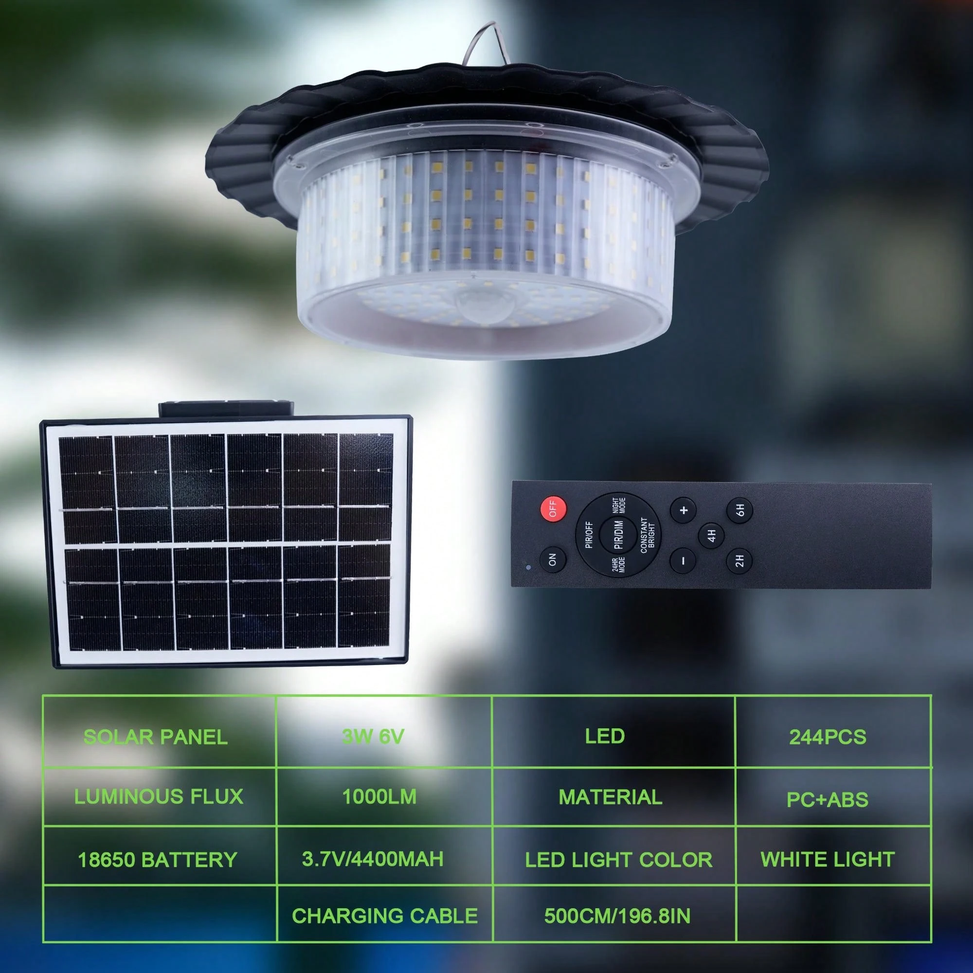 Solar Shed Barn Lights, Indoor Outdoor 244 LED Solar Pendant Light, 5 ...