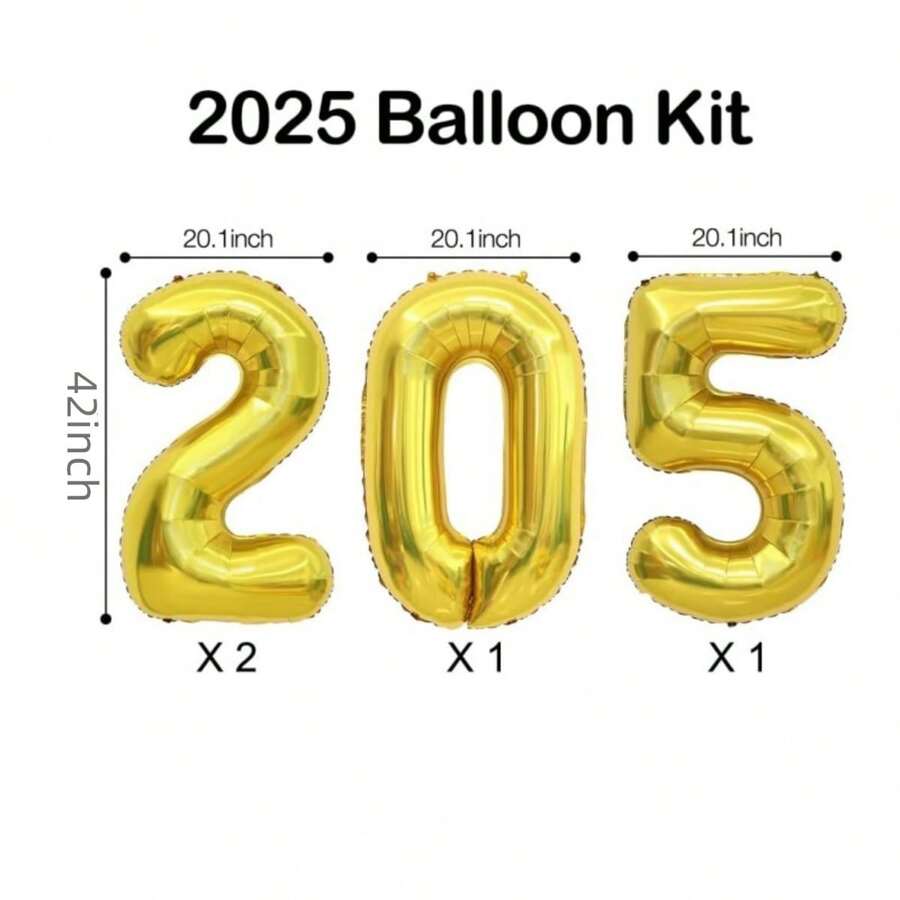 4pcs Set 2025 Balloons, 42inch 2025 Digit Balloons, 2025 Gold Balloons ...