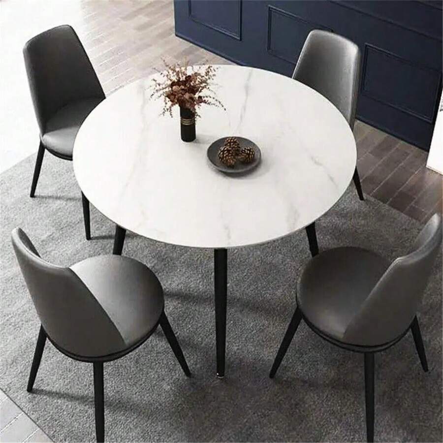 Modern Round Kitchen Dining Table Marble Top 80cm Diameter Linving ...
