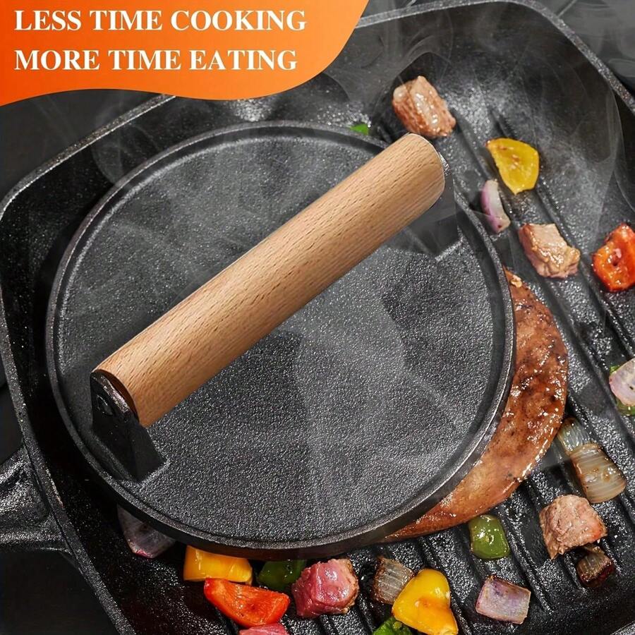 Heavy Duty Cast Iron Hamburger Patty Smasher - Burger Presser, Creates ...
