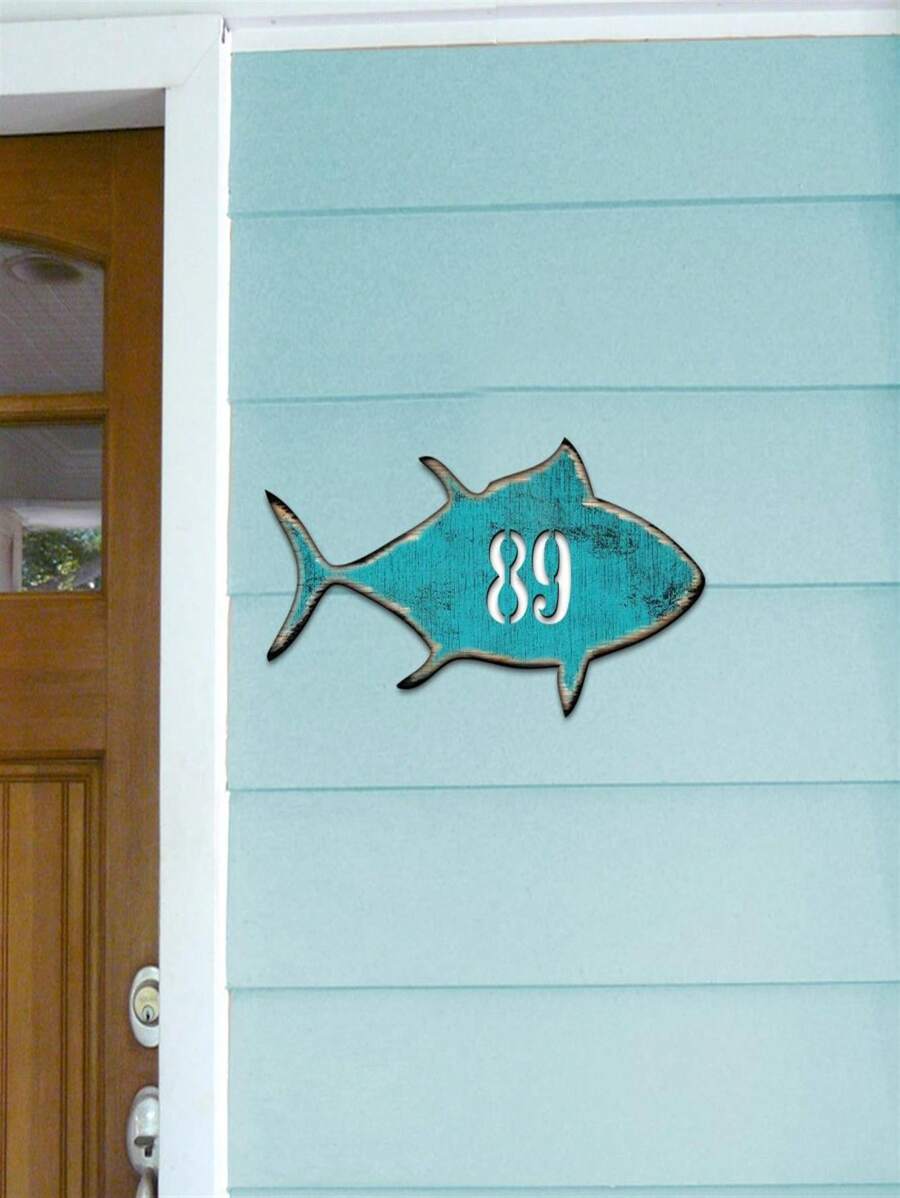 Designocracy MA98548-12 12 In. Tuna Fish Coastal House Number Sign ...