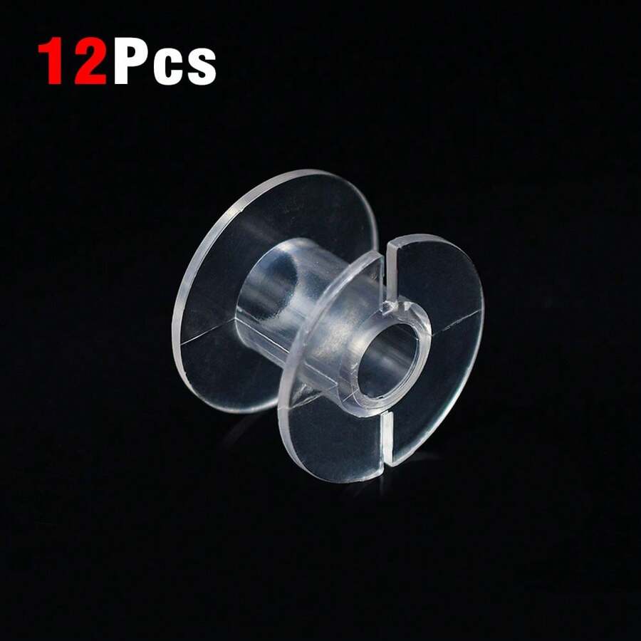 MNFT 12Pcs Transparent Empty Bobbins Sewing Machine Spools Clear ...
