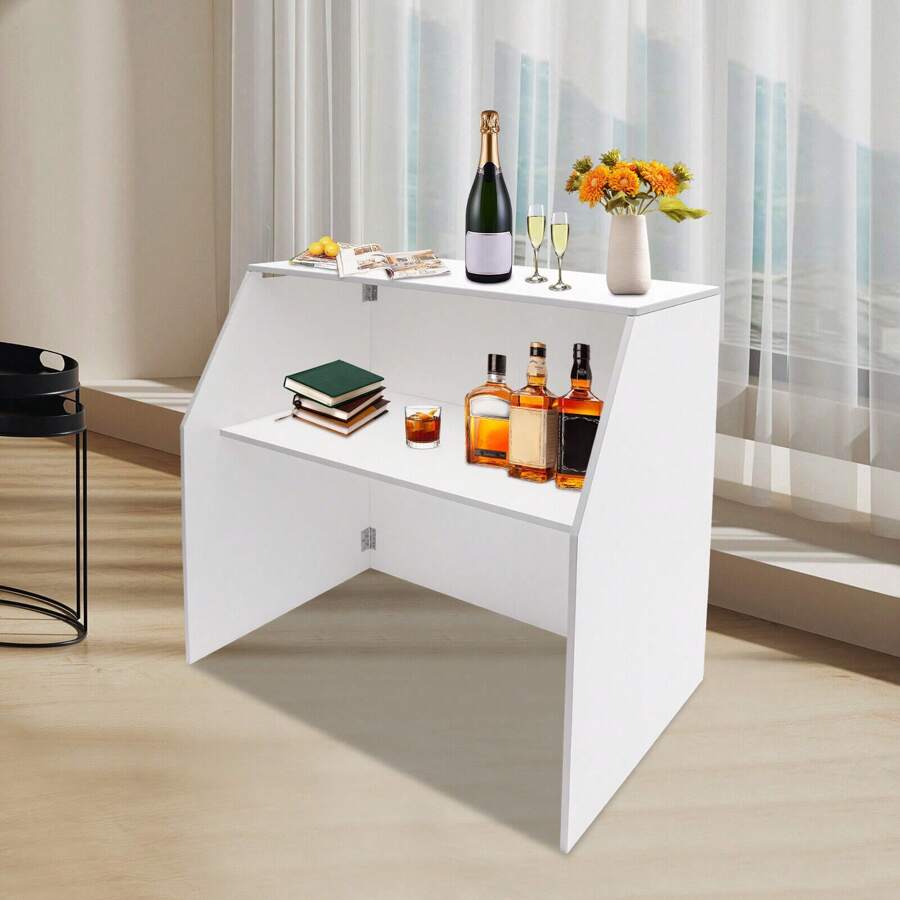 XIANXUS Freestanding White Foldable Bar Portable Party Picnic Event Bar ...