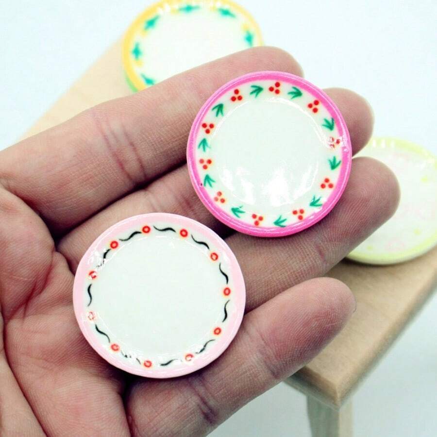 5Pcs 1/12 Scale Miniature Plates Set Ornament - DIY Miniature Kitchen ...