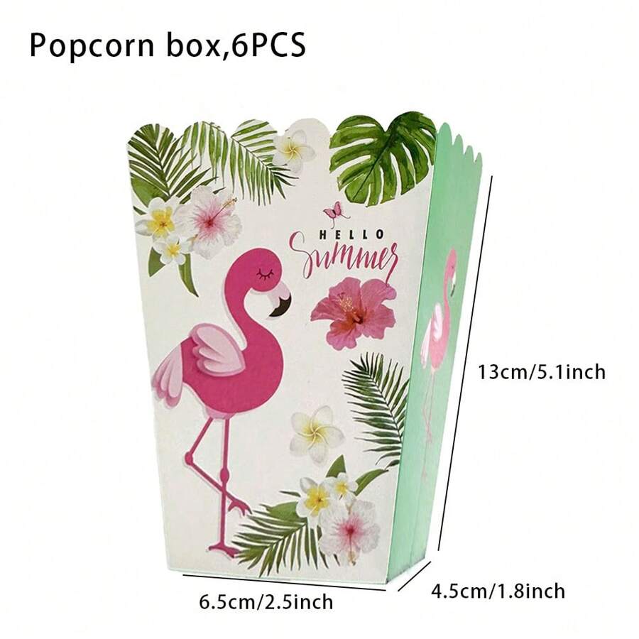 Flamingo Theme Disposable Popcorn Box Folding White Card Box Chicken ...