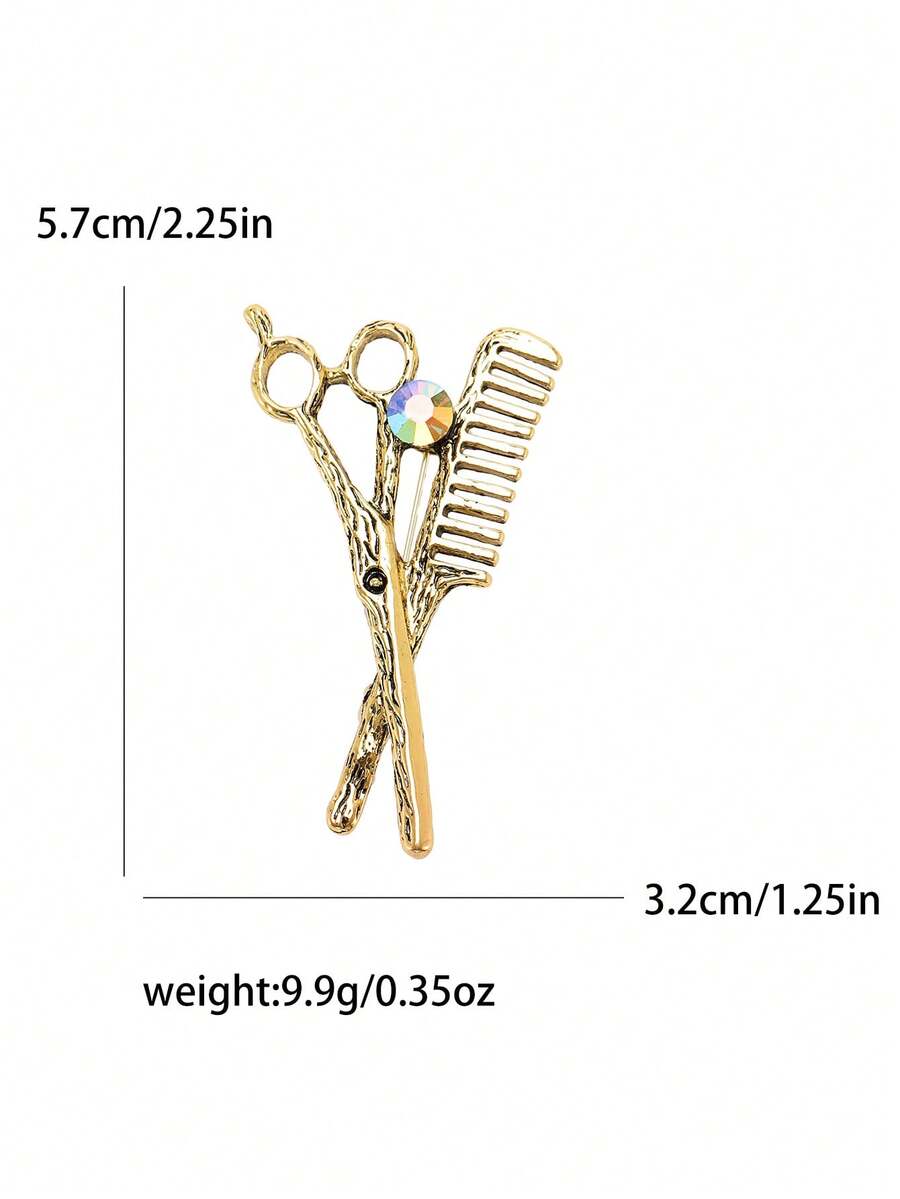 Trendy Enamel Scissors Brooch For Women Pearl Rhinestone Tool Pin Party ...