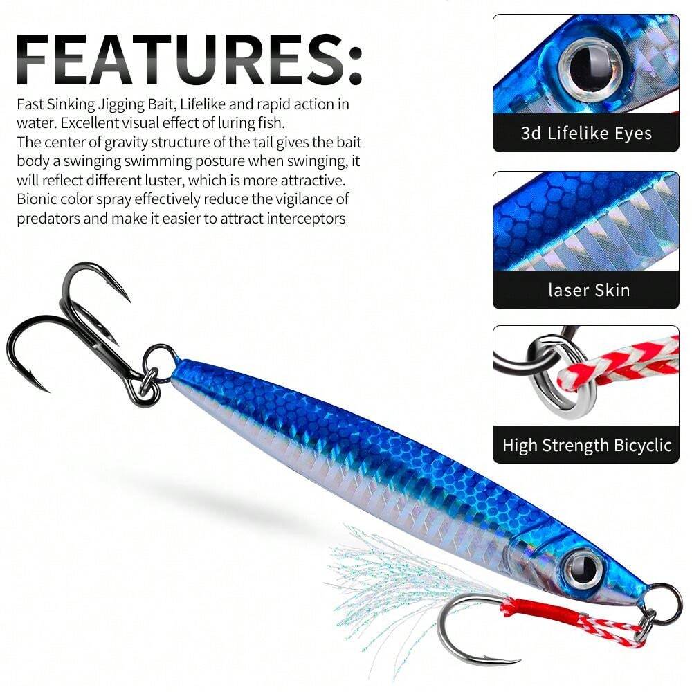 PROBEROS PROBEROS Fishing Jigs Saltwater 10g-60g With Assist Hook, Glow Vertical Jigs, Speed ...