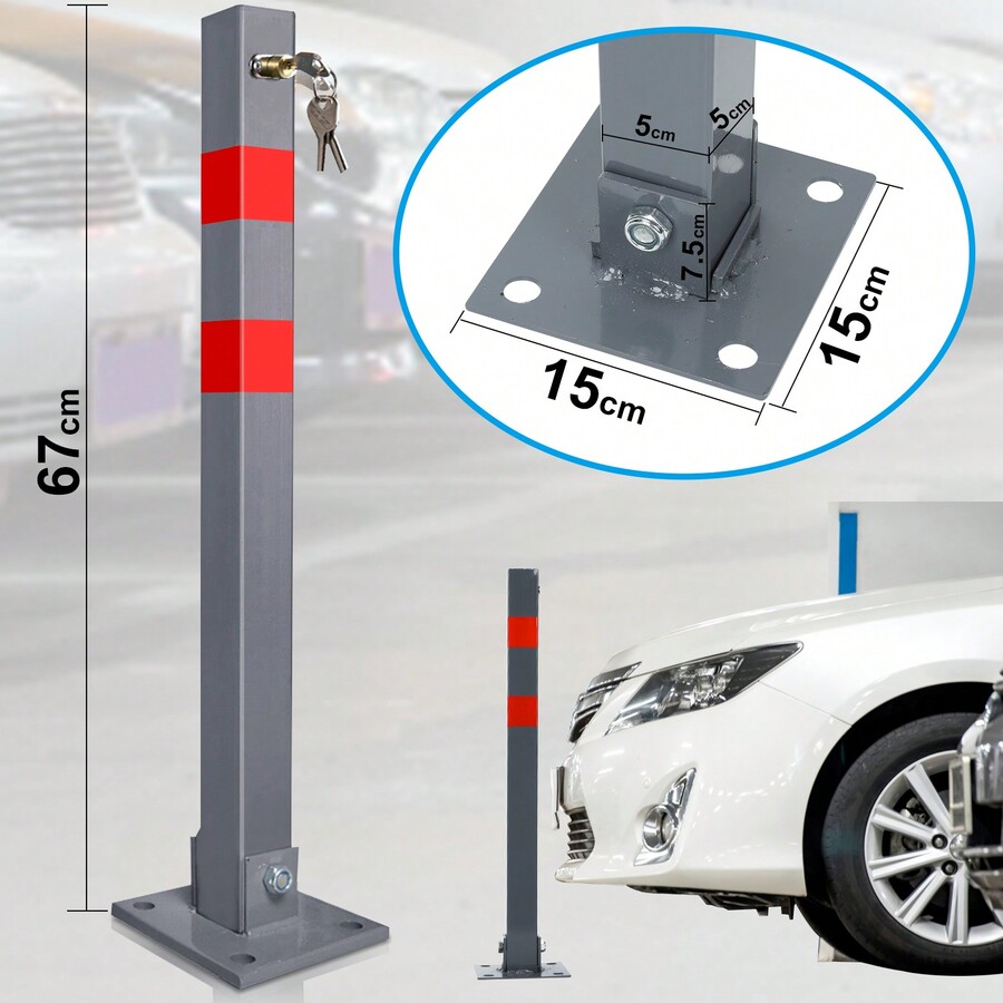 Cecaylie 2X Barrier Posts Car Park Bollard Barrier Cylinder Lock ...