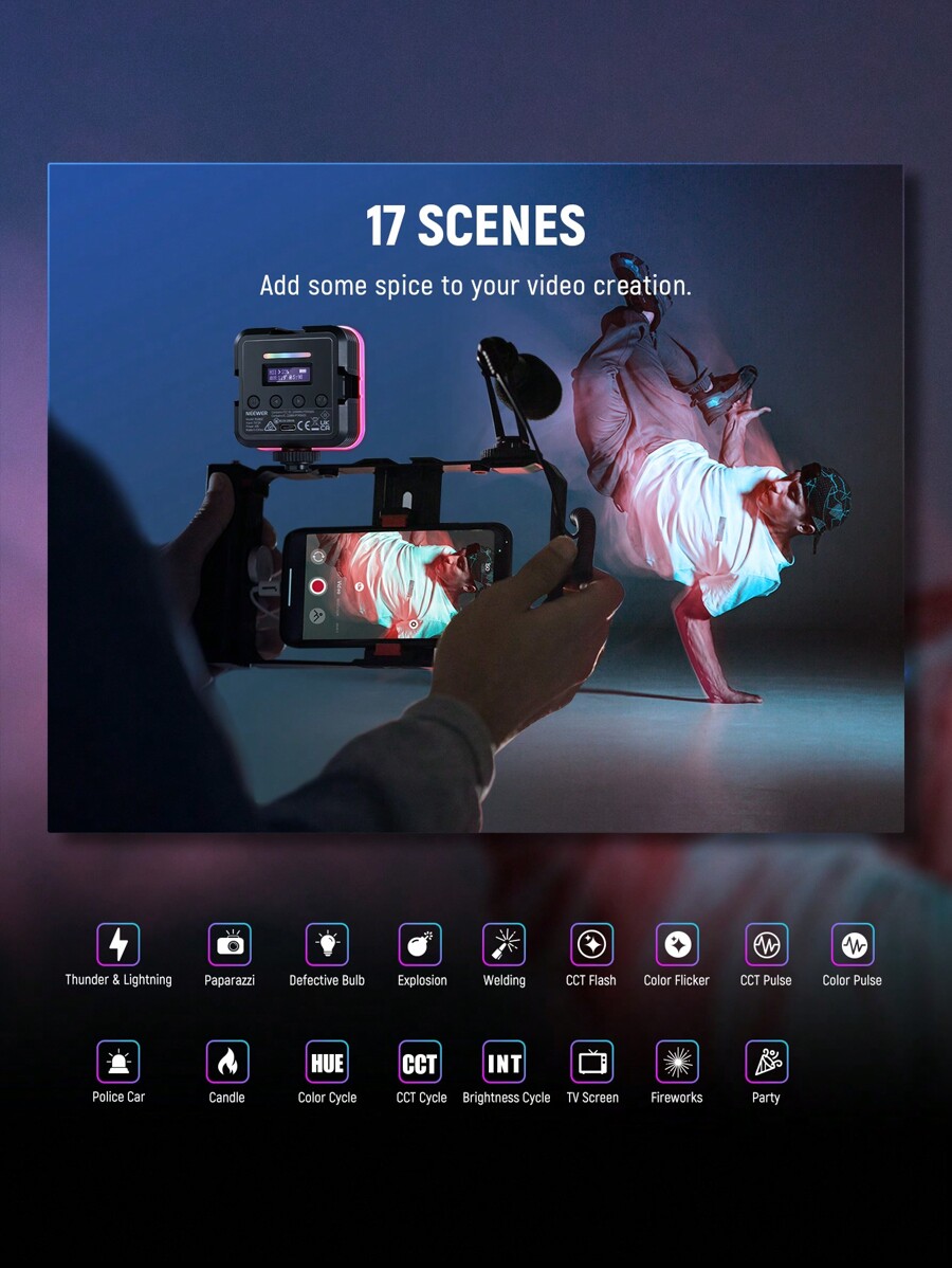 NEEWER Upgraded APP Controlled Magnetic RGB Full-Color Fill Light, Mini ...