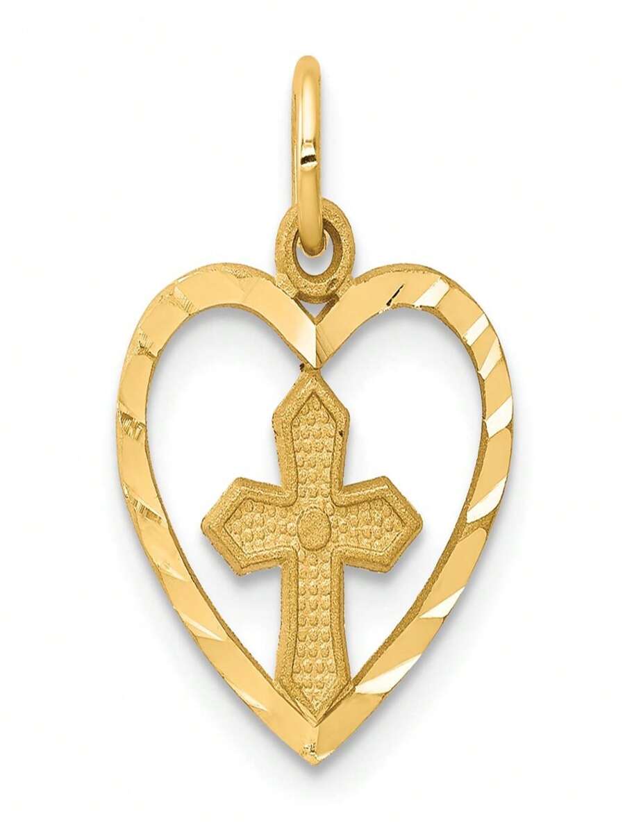 10K Yellow Gold Cross Charm | SHEIN USA