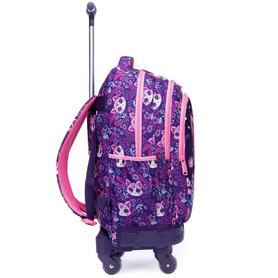 Fixed Universal Wheel Travel Box Rolling Backpack For Girls 4-Wheel ...