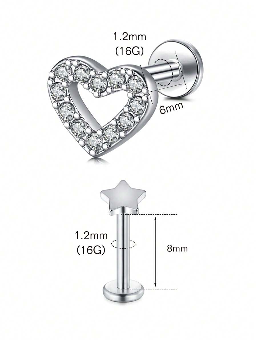 CIZME 11pcs Lip Studs Labret Bars Stainless Steel Plastic Clear Lip ...