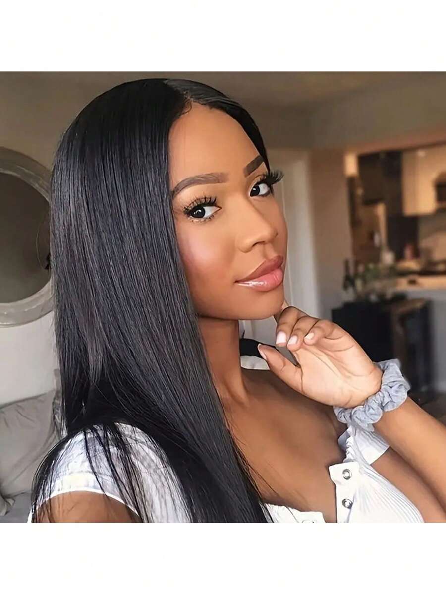 180 Density Sheer Lace 13X4 Lace Long Straight Human Hair Natural Color ...