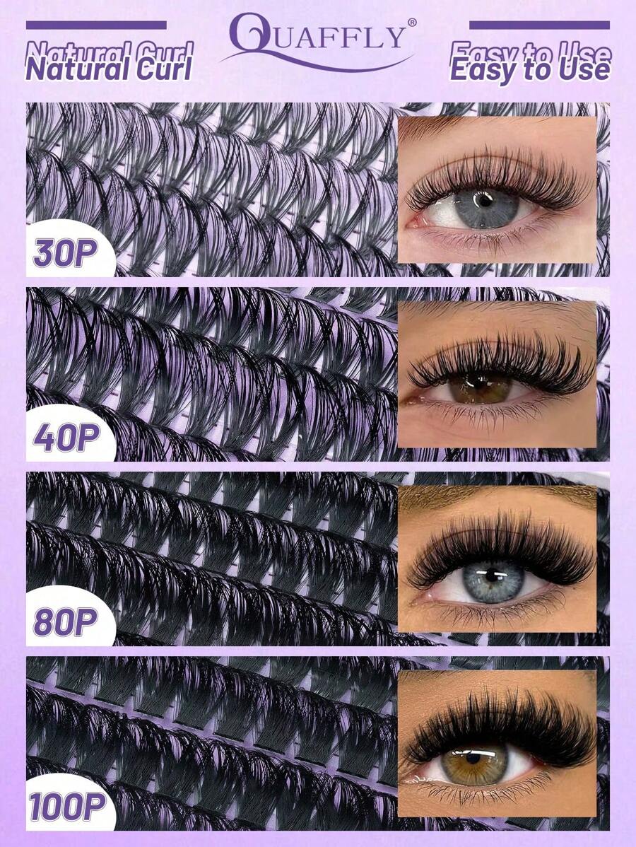 300/255 Clusters D Curl Lash Clusters Kit 30P+40P/80P+100P 10-18mm DIY Eyelash Extensions Kits ...