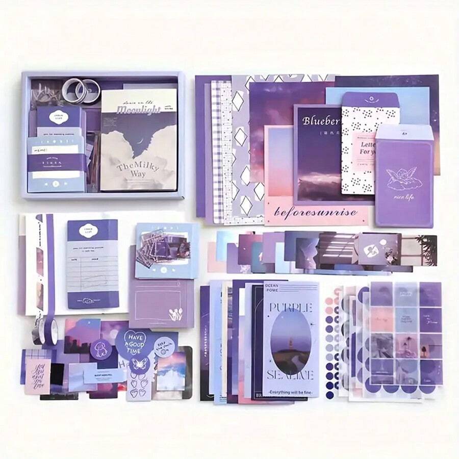 Esthetische scrapbookset met A6-gridnotitieboek, handleiding, washi ...