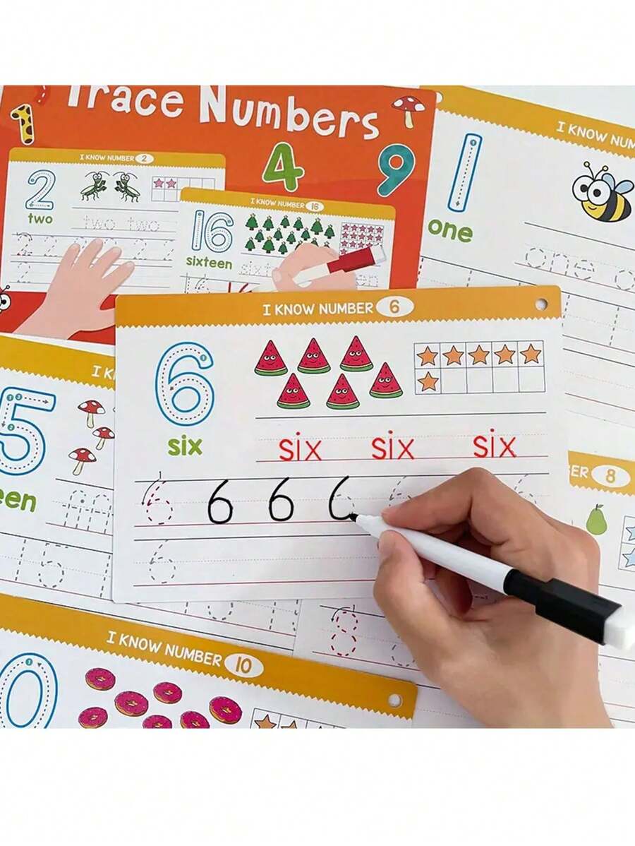 1 Set Tracking & Wipe Education Flash Cards, 123 Numerical Handwriting ...