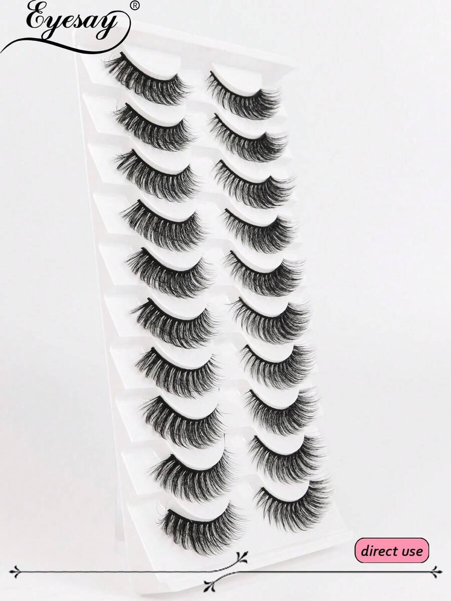10 Pairs Full False Lashes 3D Stereoscopic Fishtail Eye Elongated Fox ...