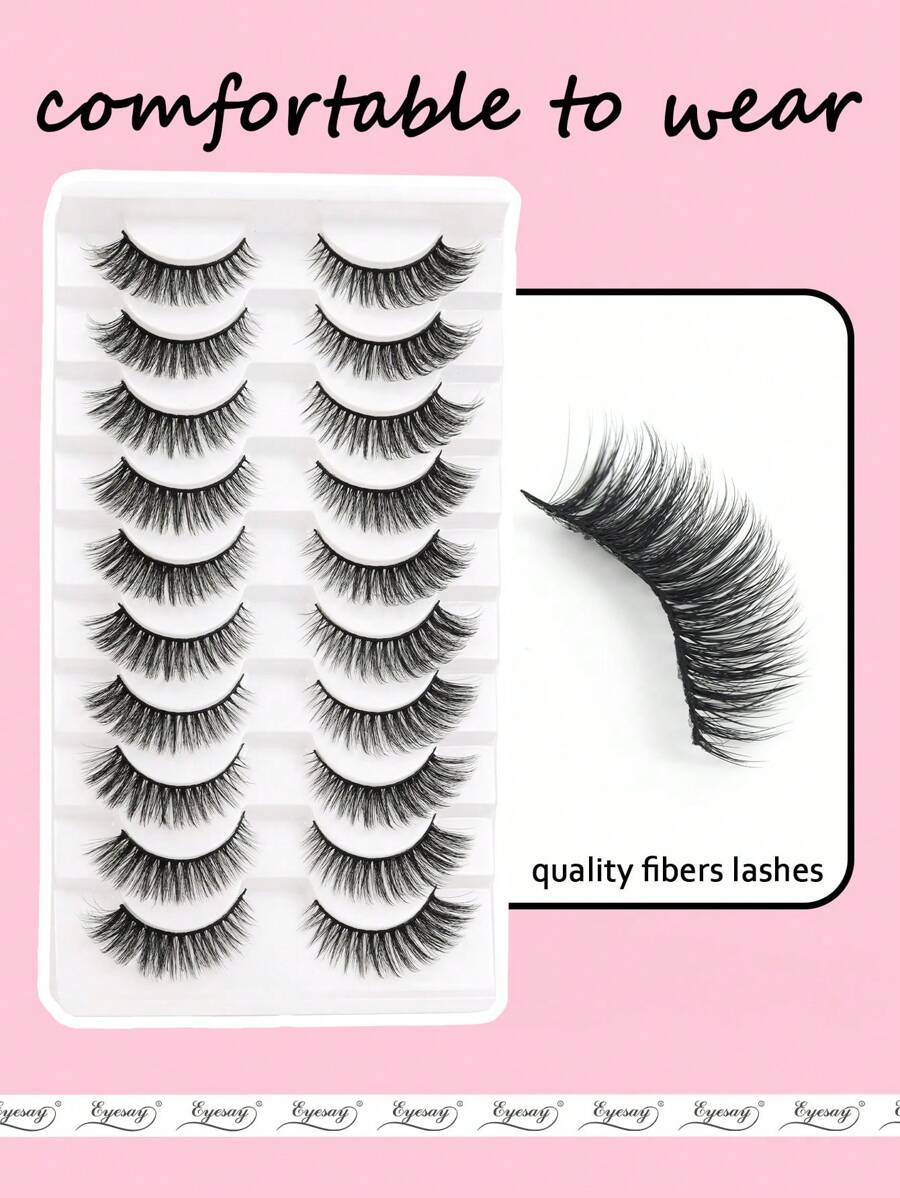 10 Pairs Full False Lashes 3D Stereoscopic Fishtail Eye Elongated Fox ...