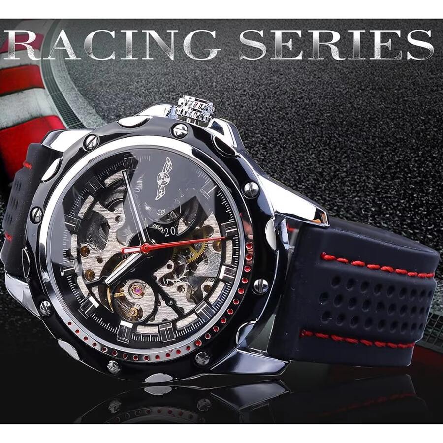T-WINNER Mechanical Watch Automatic Skeleton Self Wind Analog Racing ...