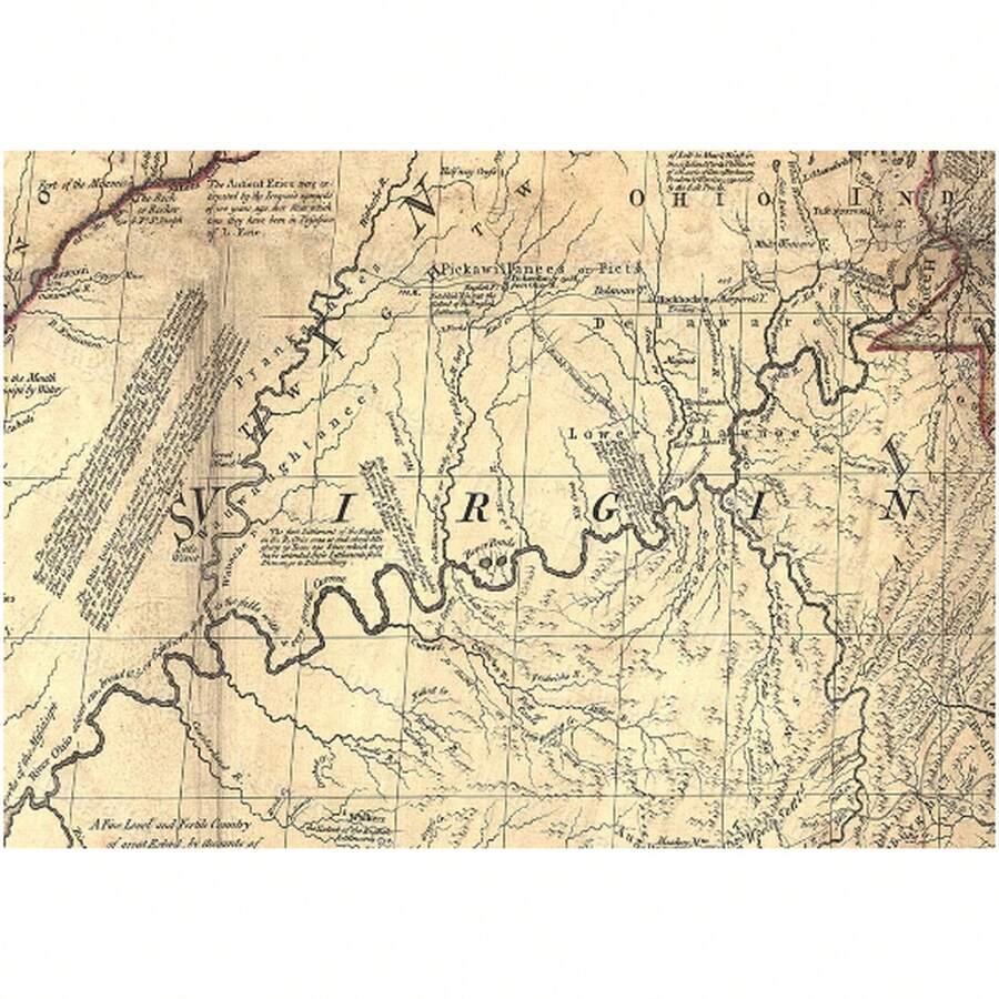 Vintage Imagery Giant Historic 1757 Wall Map Of British French Colonial ...