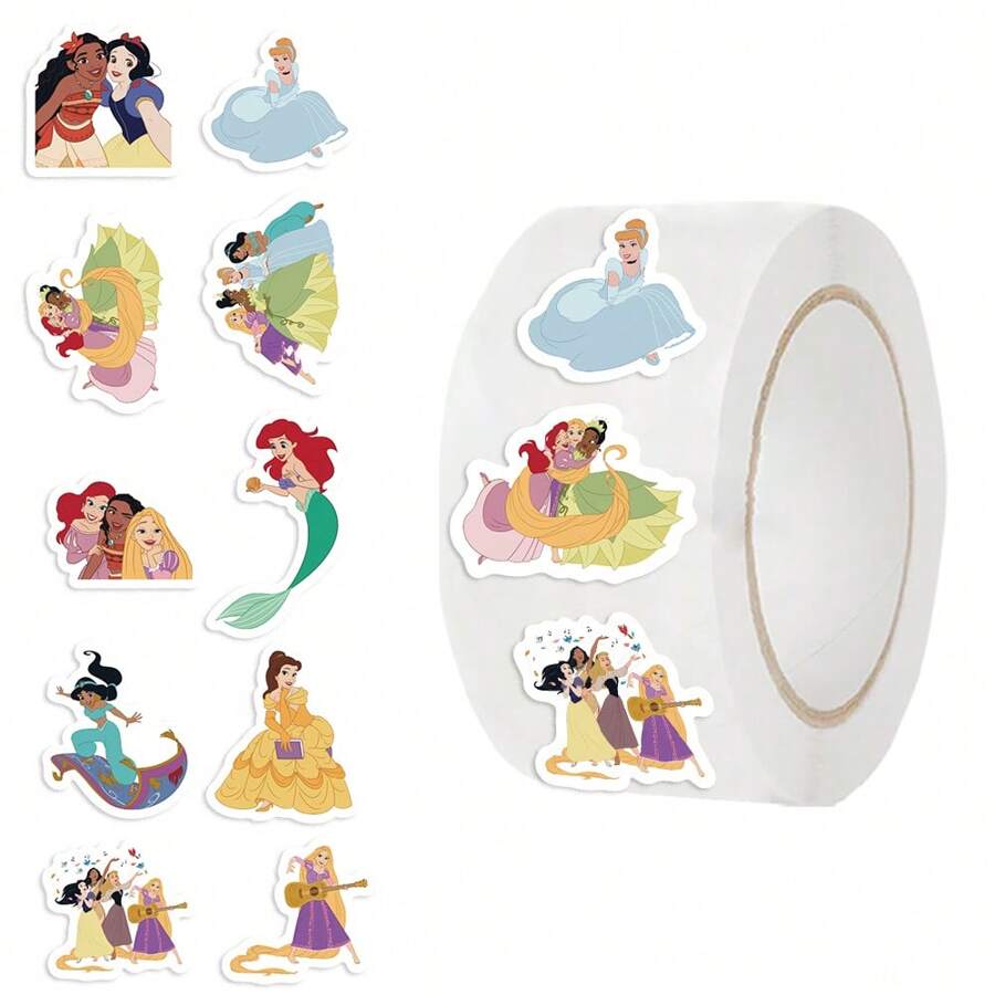 Disney 500PCS Disney Princess Stickers Roll 10 Styles Movie Cartoon ...