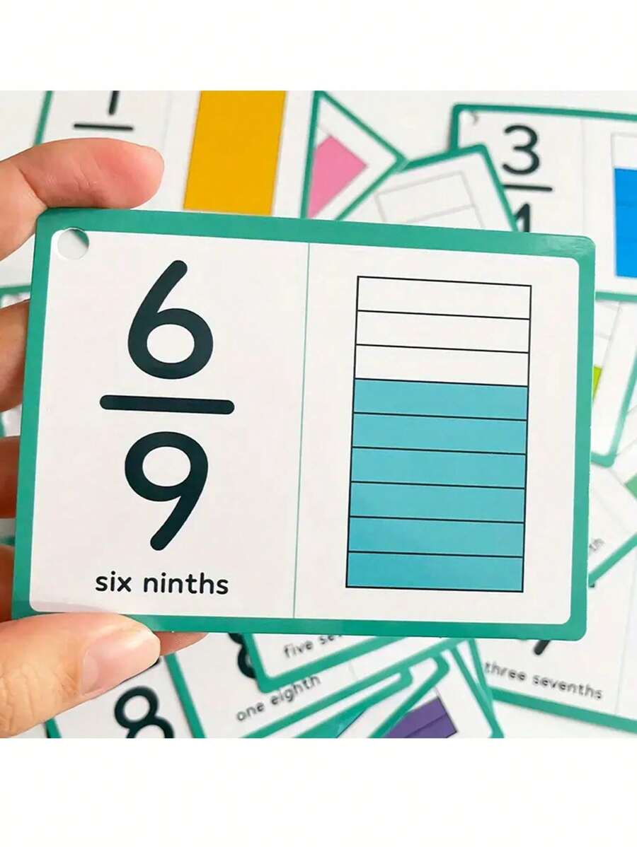 Fraction Flashcards For 2nd-5th Graders - Colorful Math Learning Aid ...