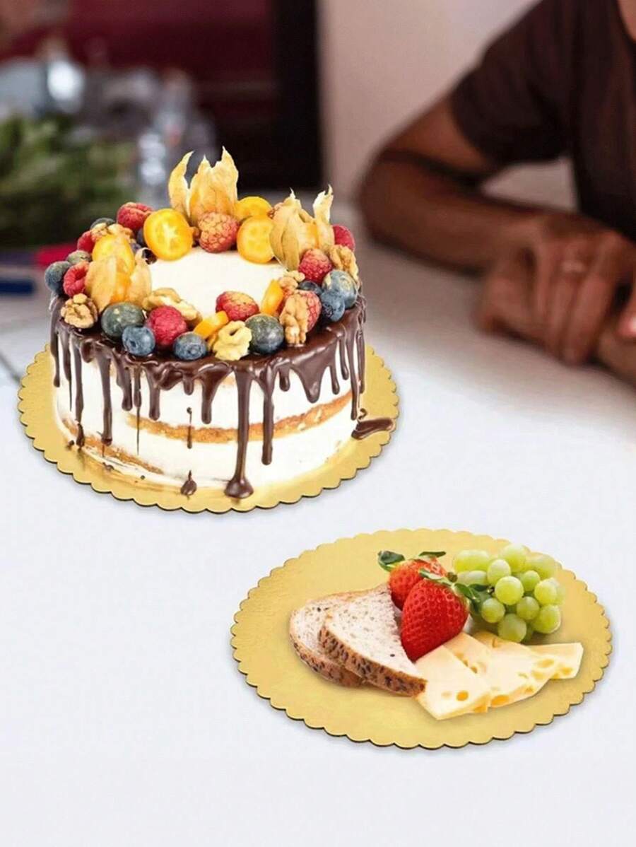 2pcs Thick & Durable Western Dessert Cake Paper Tray, Cake Board, Round ...