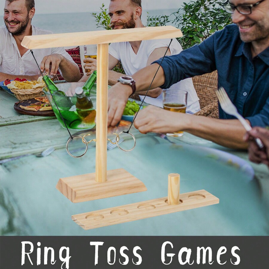 1pc Wooden Hoop Toss Game Set, Multi-Party Tabletop Tossing Game ...
