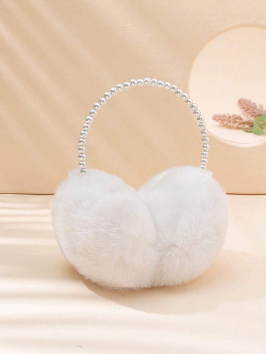 1pc Elegant Pearl Fleece Simple Design Earmuffs For Women, Warm For ...