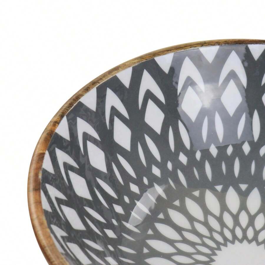 Table Art: Large Mango Wood Serving Bowl With Floral Design To Add A ...