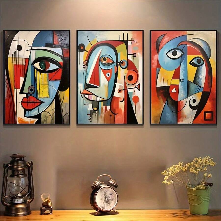 3 Pcs Picasso Style Canvas Art Prints, Modern Luxury Wall Decor ...