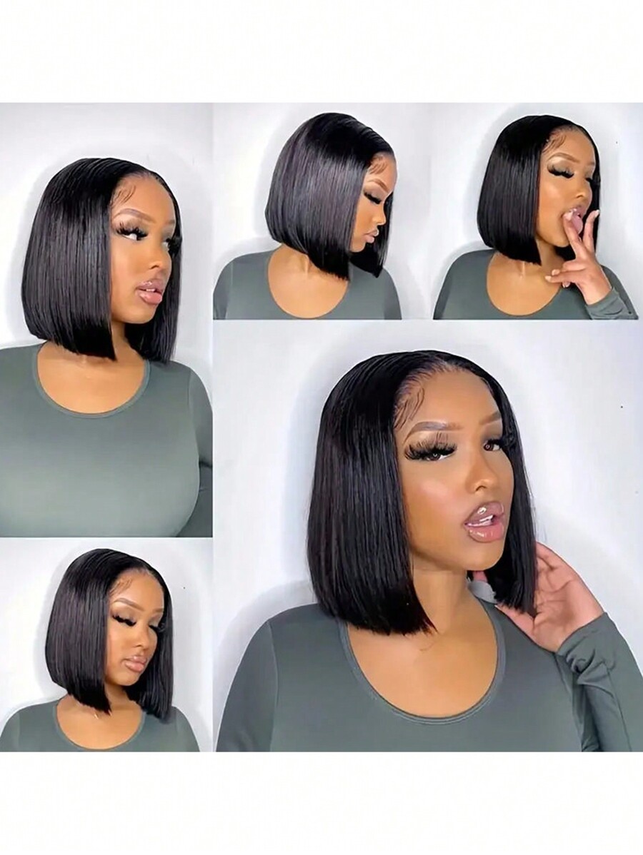 Perruque Bob en cheveux humains 13x4 Perruque frontale en dentelle en cheveux humains Densité ...