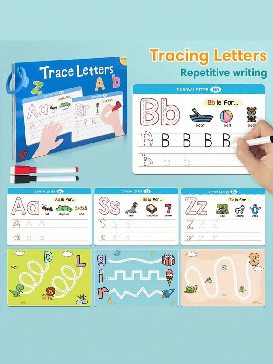 1 Set ABC Tracking & Wiping Educational Flashcards, Uppercase ...