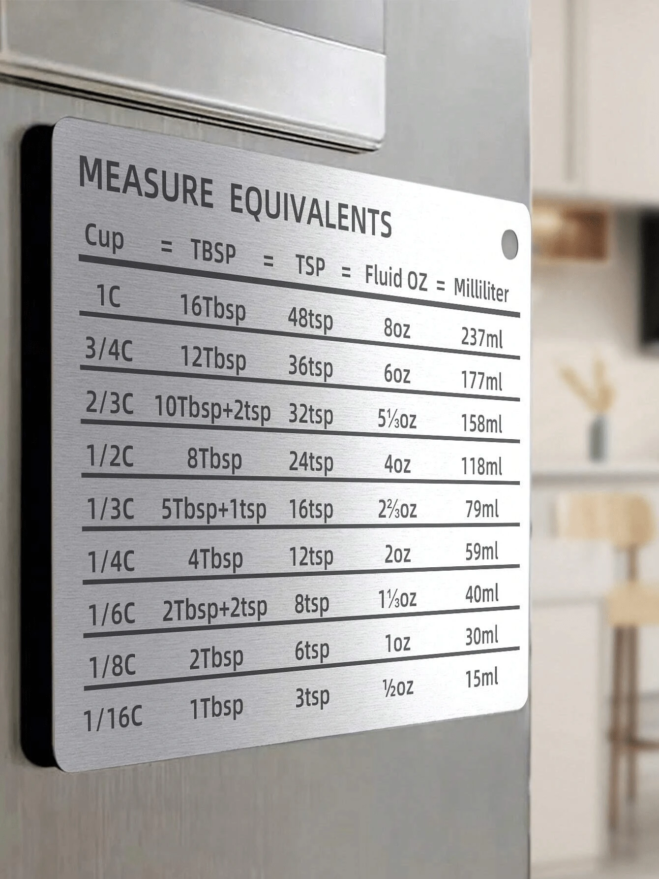 1pc Measurement Conversion Chart Refrigerator Magnet, Baking Measuring ...