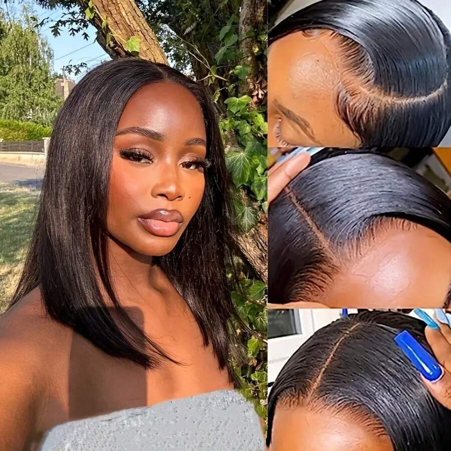 Perruque Bob de cheveux humains 13x4 Perruque à dentelle frontale pour Bob Perruque à dentelle ...