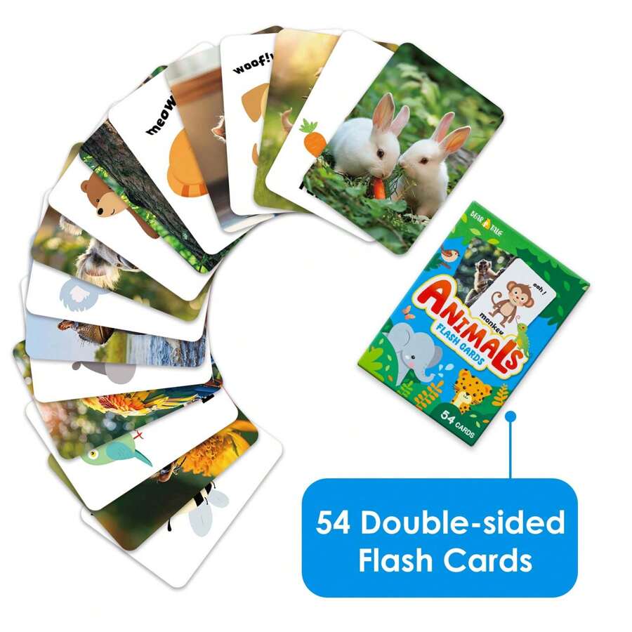 beartale Set Of 54 English Flash Cards, Help Kids Understand The ...