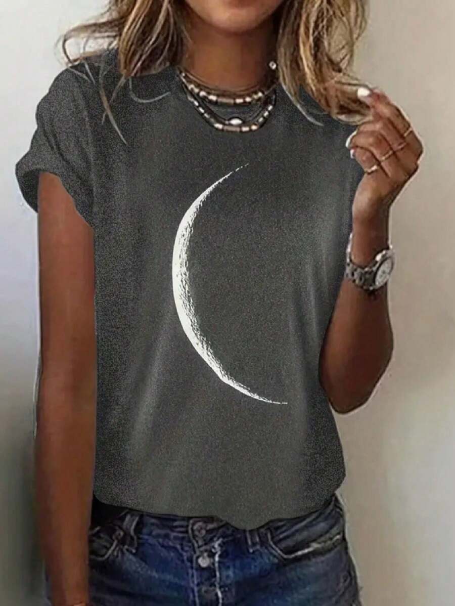 Camiseta t-shirt blusa lua viscolycra | SHEIN Brasil