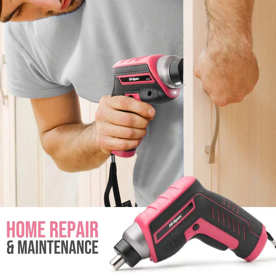 Hi-Spec 35pcs Pink Tool Kit With 3.6V USB Electric Screwdriver And ...