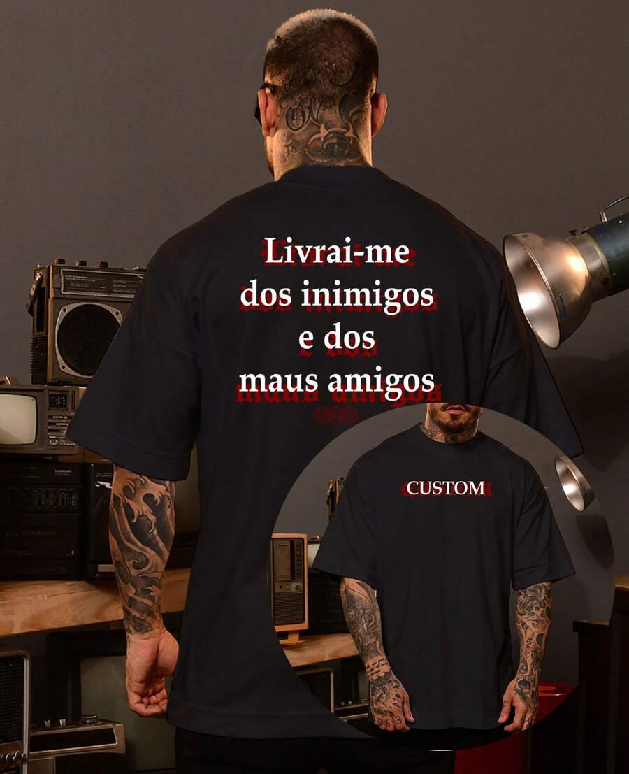 Camiseta Unissex Básica Livrai-me Dos Inimigos Streetwear | SHEIN Brasil
