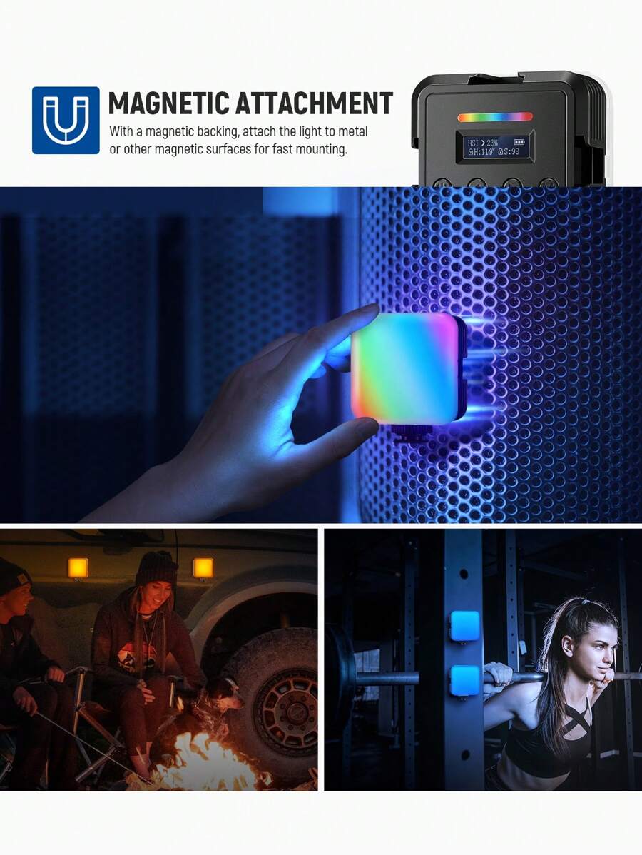 NEEWER Upgraded APP Controlled Magnetic RGB Full-Color Fill Light, Mini ...