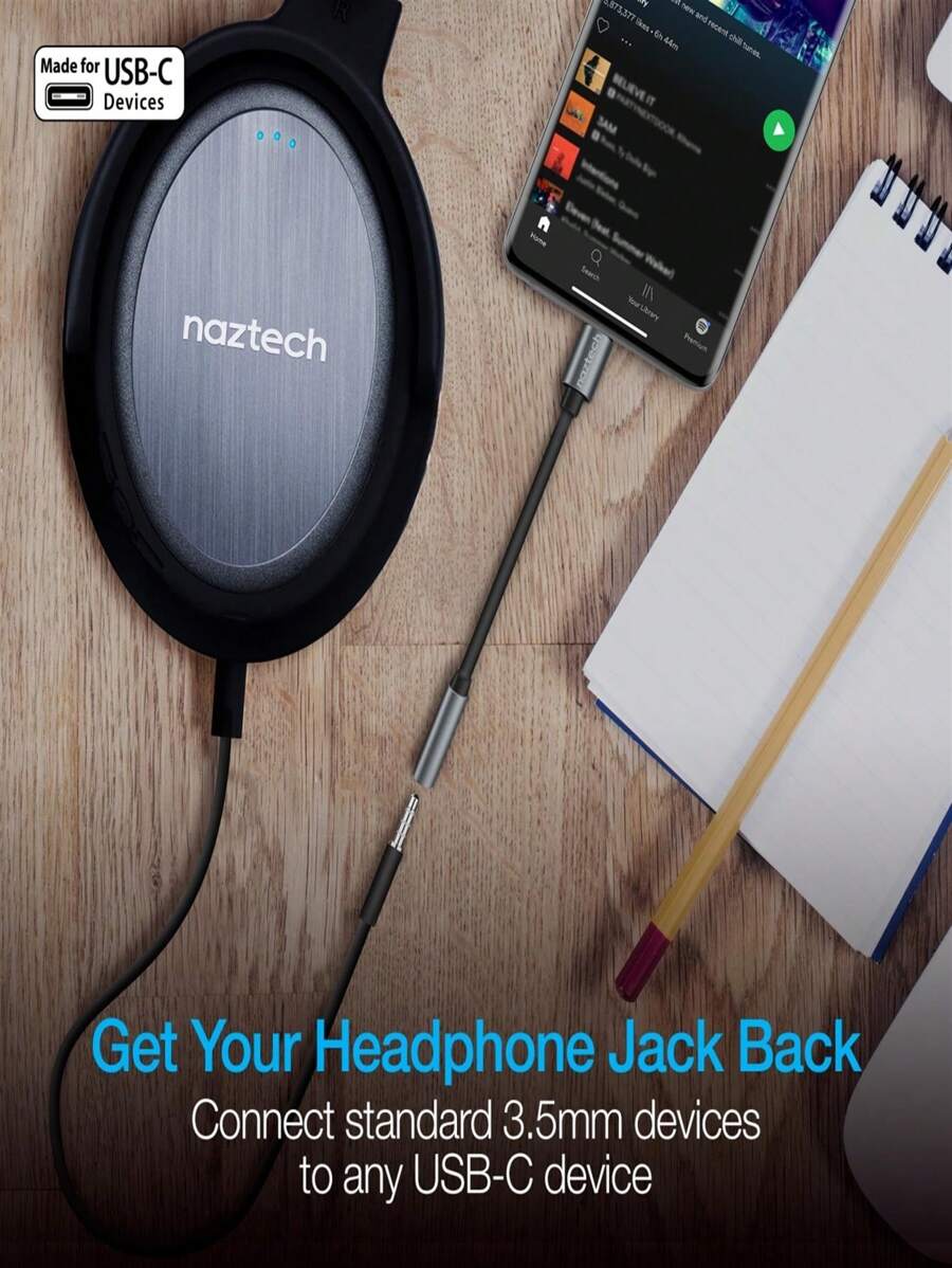 Naztech 15162-HYP Naztech USB-C To 3.5mm Audio Adapter With Plug And ...