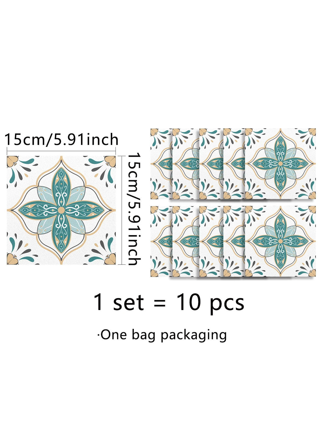 1 Set Ceramic Tile Decals, Waterproof Wall Tile Stickers, Vintage Tile ...