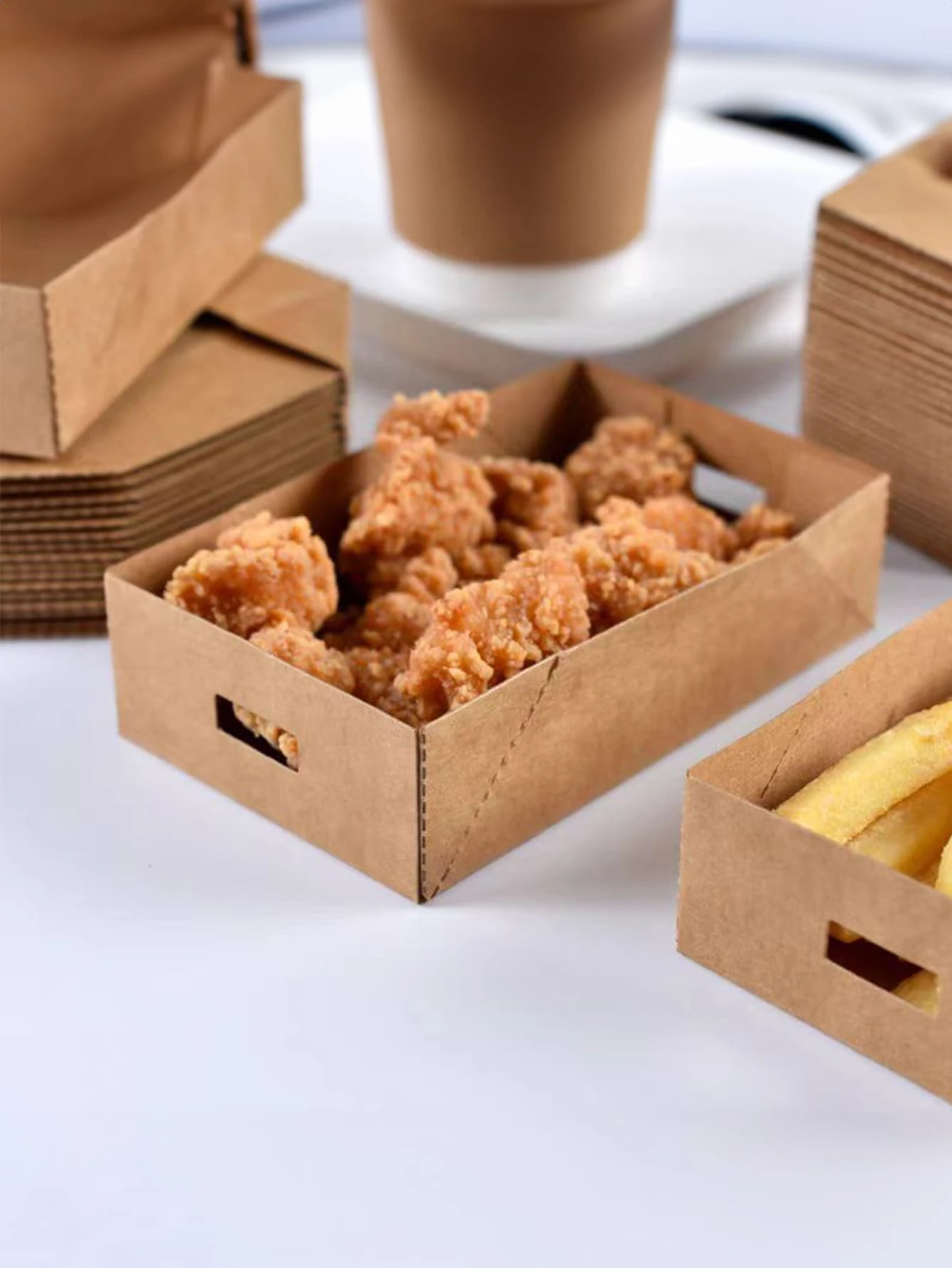 15pcs Disposable Kraft Paper Food Boxes, Suitable For Popcorn, Chicken ...