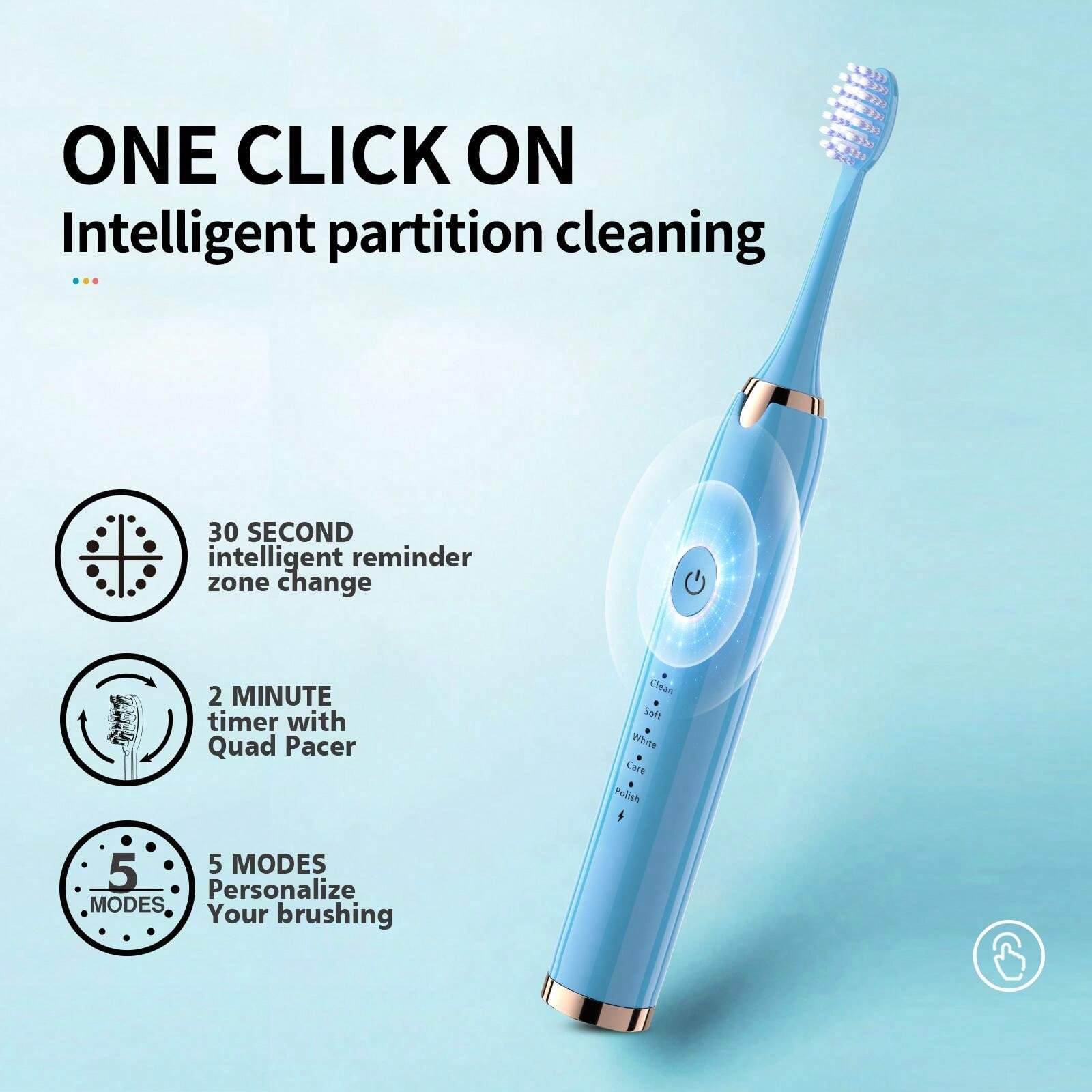 Smart Wireless Electric Toothbrush Oscillating Rotating Electric ...