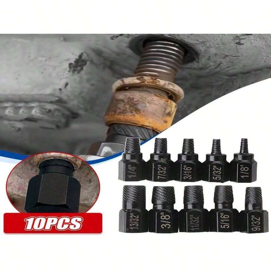 10pcs Damaged Screw Extractor Drill Bits Set, Alloy Steel Easy Out ...