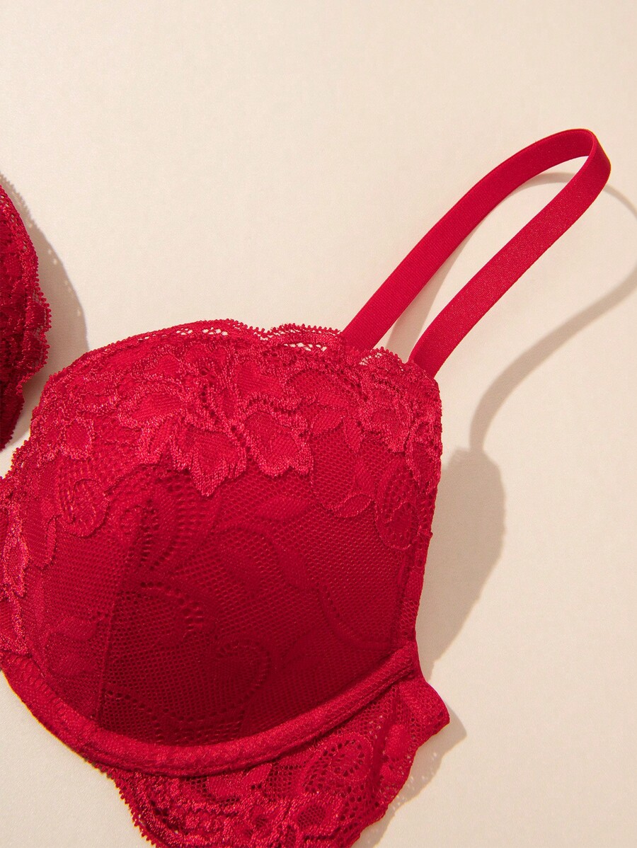 Women's Push Up Lace Bra Comfort Padded Underwire Bra Lift Up Valentine ...