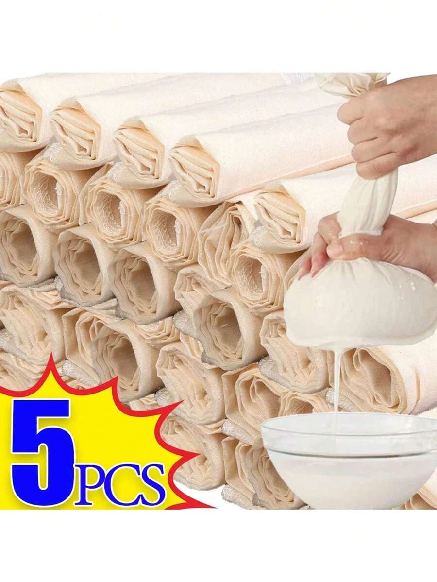 5Piece Filter Cloth Reusable Cotton Fiber Mesh Filter Cheese Beer Tofu ...